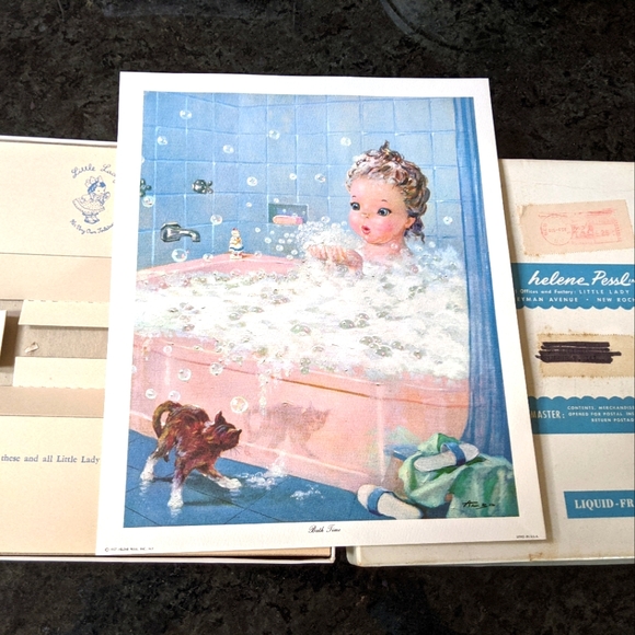 Little Lady | Wall Decor | Vintage Litho Bath Time Helene Pessl | Poshmark